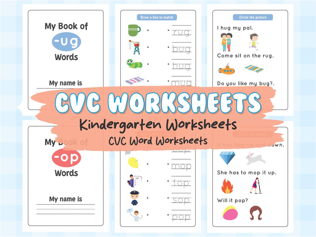 Kindergarten CVC Word Phonics Games, Phonics Worksheets, CVC Words ...