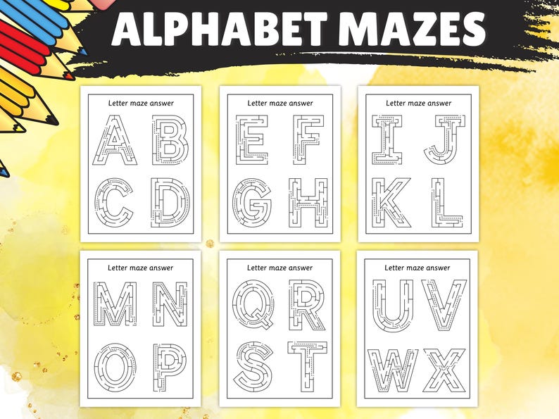 Letter Mazes, Uppercase A-Z, Kids Fun Maze Activity Worksheets ...