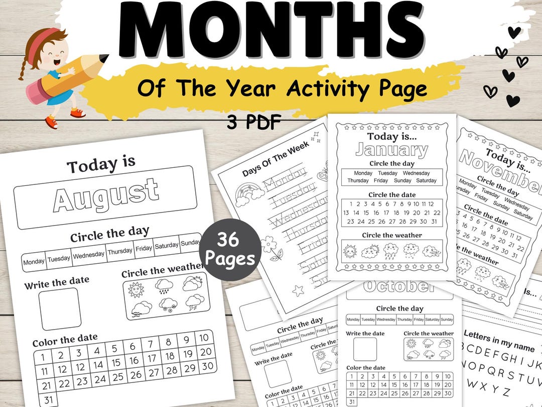 Months of the Year Worksheet,preschool, Kids Coloring and Activity ...
