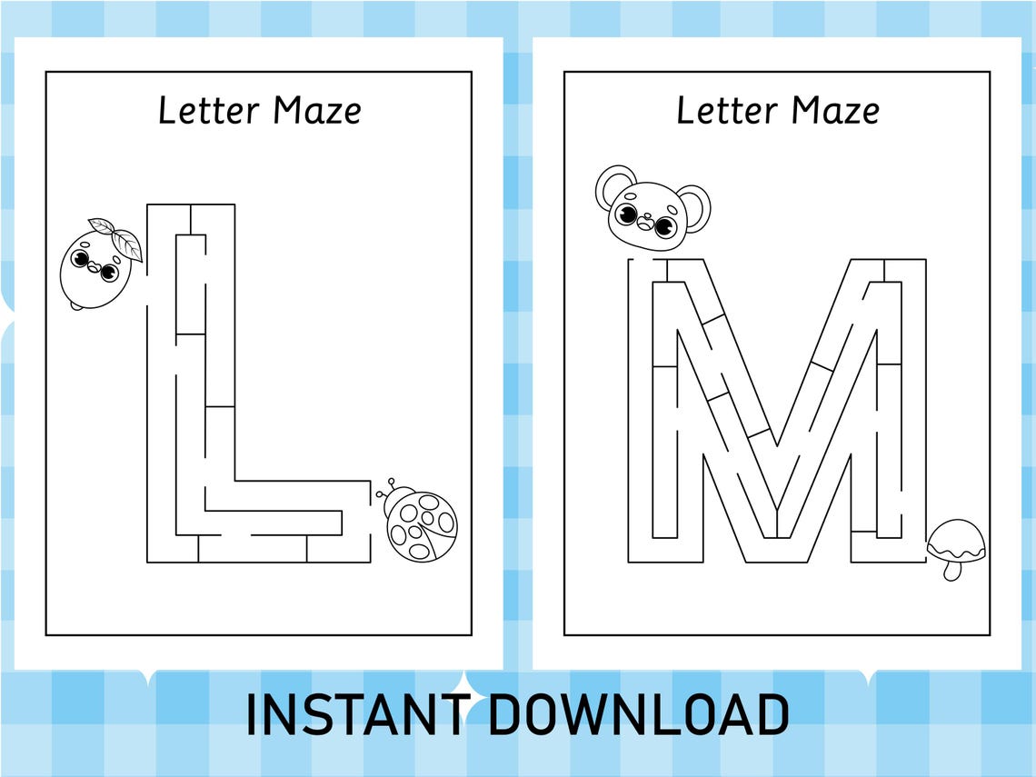 Letter Mazes, Uppercase A-Z, Kids Fun Maze Activity Worksheets ...