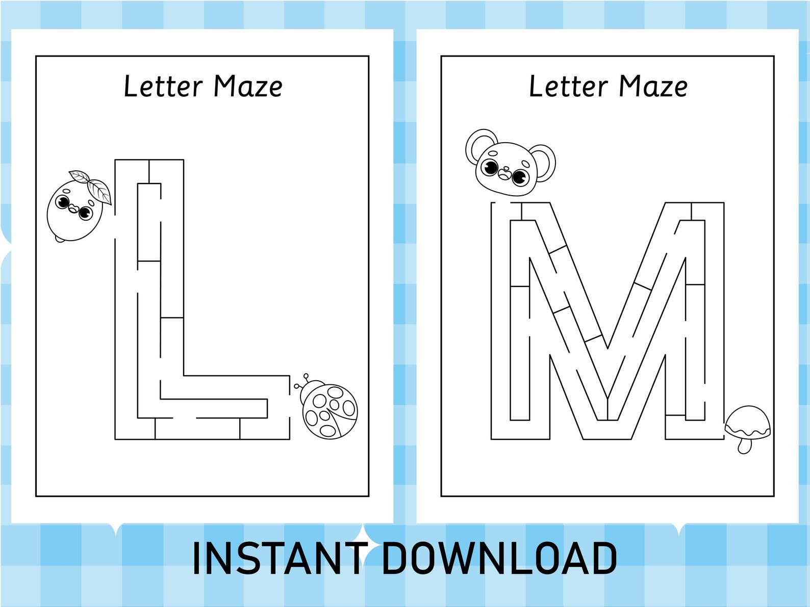 Letter Mazes, Uppercase A-Z, Kids Fun Maze Activity Worksheets ...