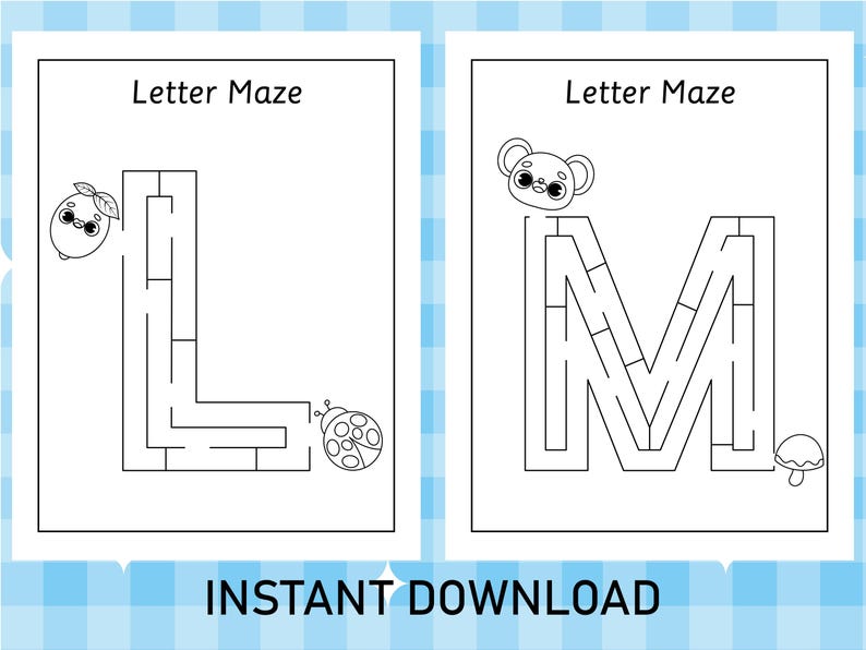 Letter Mazes, Uppercase A-Z, Kids Fun Maze Activity Worksheets ...