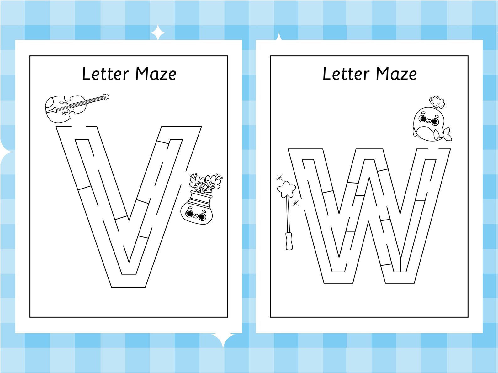 Letter Mazes, Uppercase A-Z, Kids Fun Maze Activity Worksheets ...