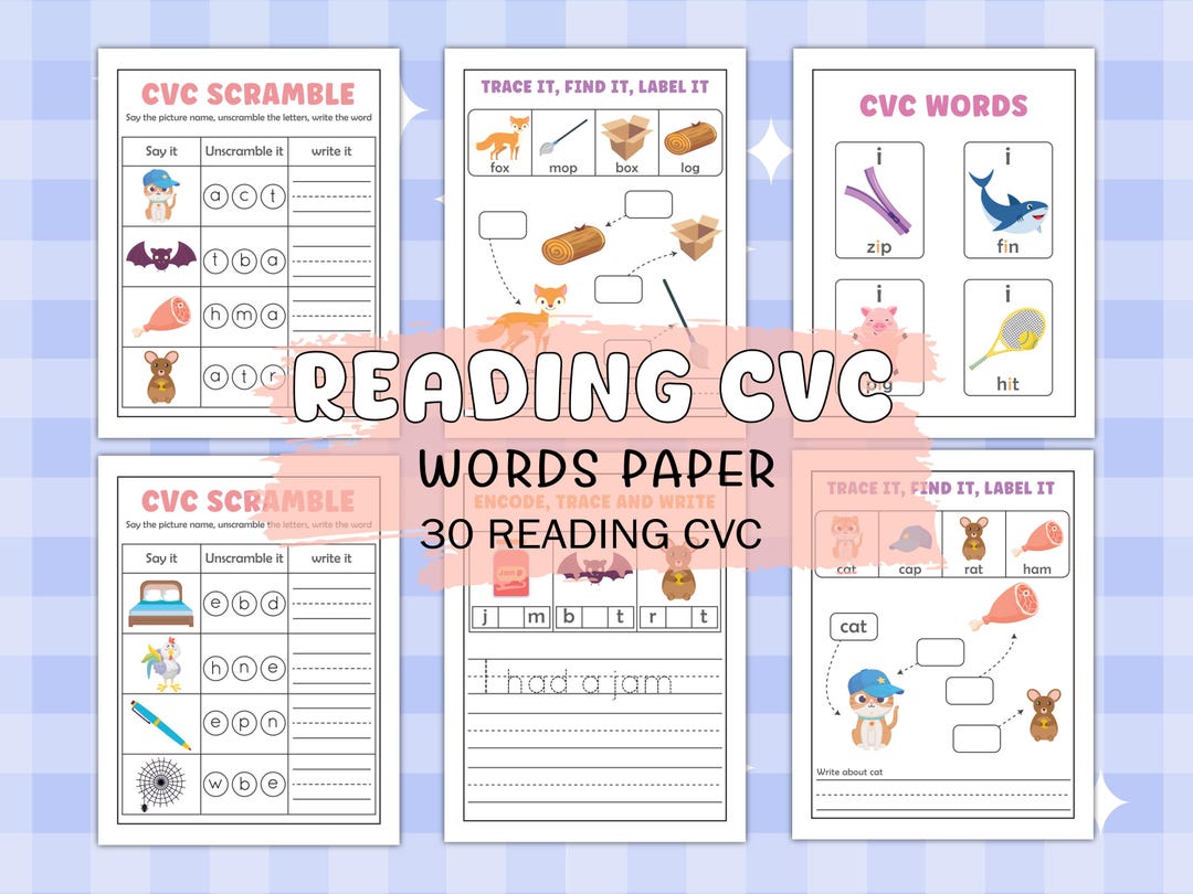 Reading CVC Words Paper, Kindergarten Reading, Spelling & Writing ...