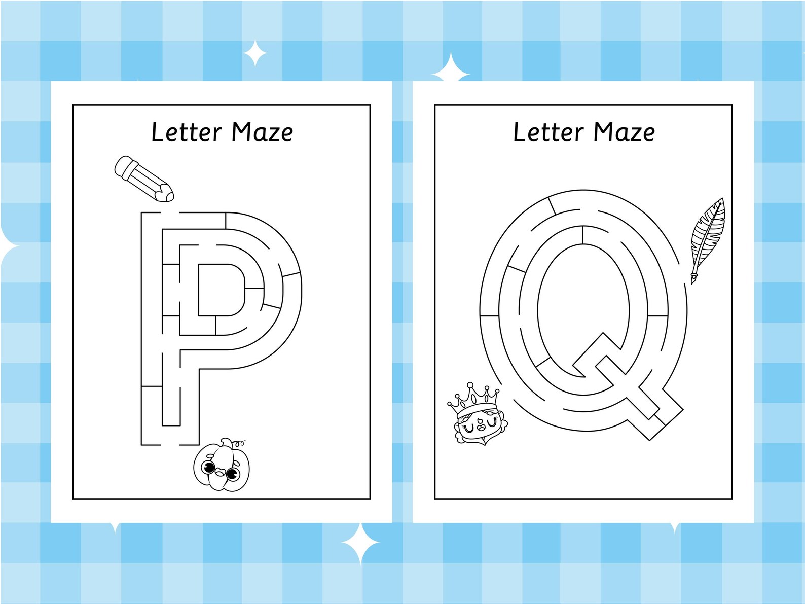 Letter Mazes, Uppercase A-Z, Kids Fun Maze Activity Worksheets ...