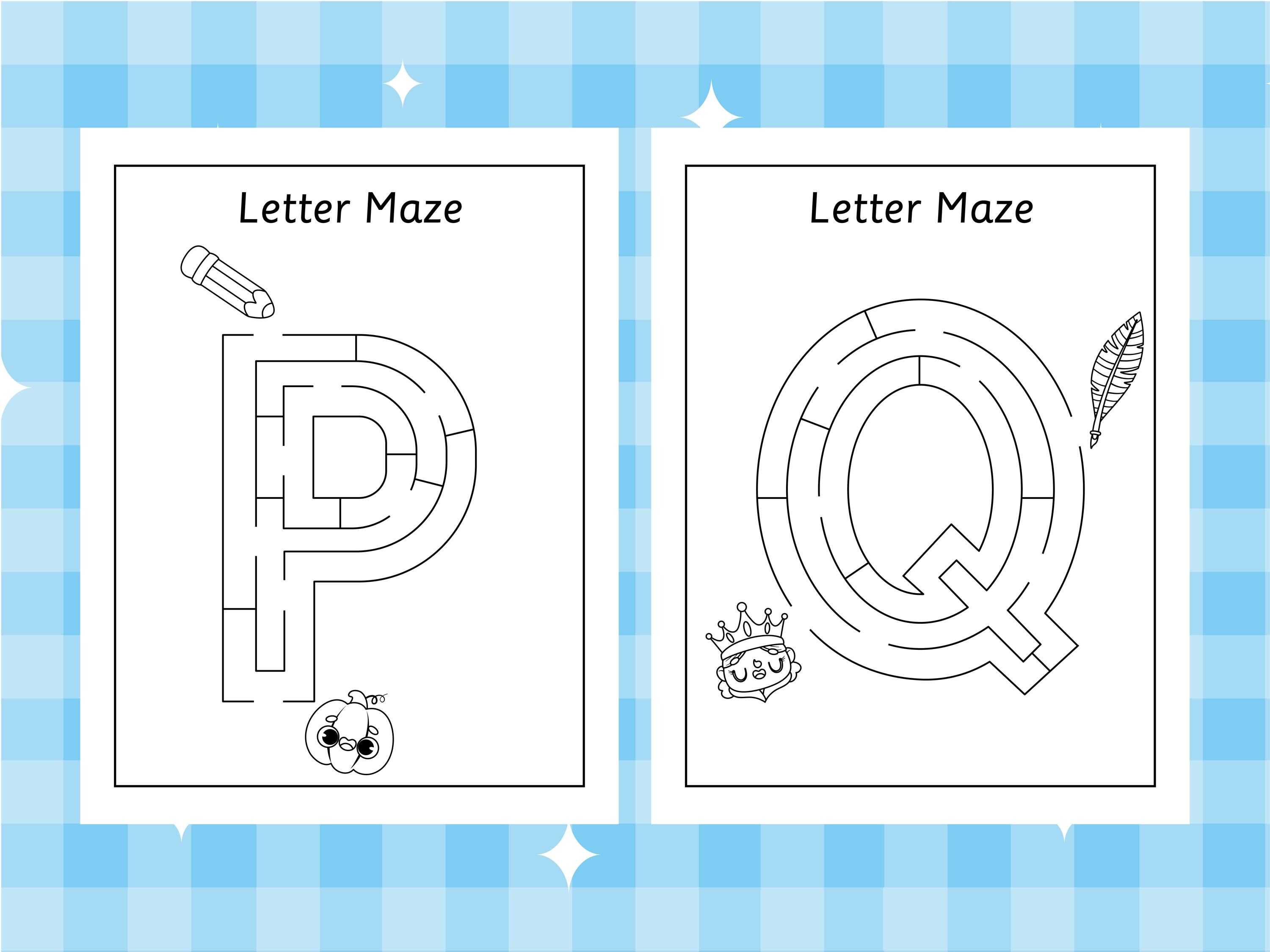 Letter Mazes, Uppercase A-Z, Kids Fun Maze Activity Worksheets ...