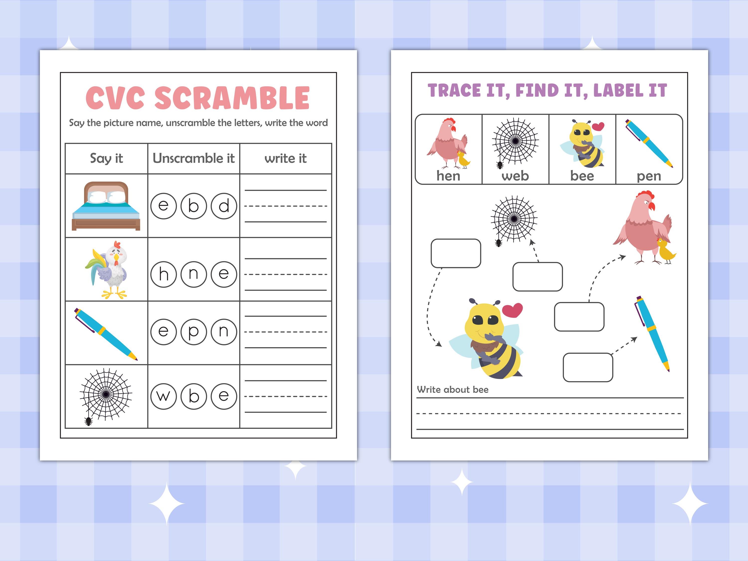 Reading CVC Words Paper, Kindergarten Reading, Spelling & Writing ...