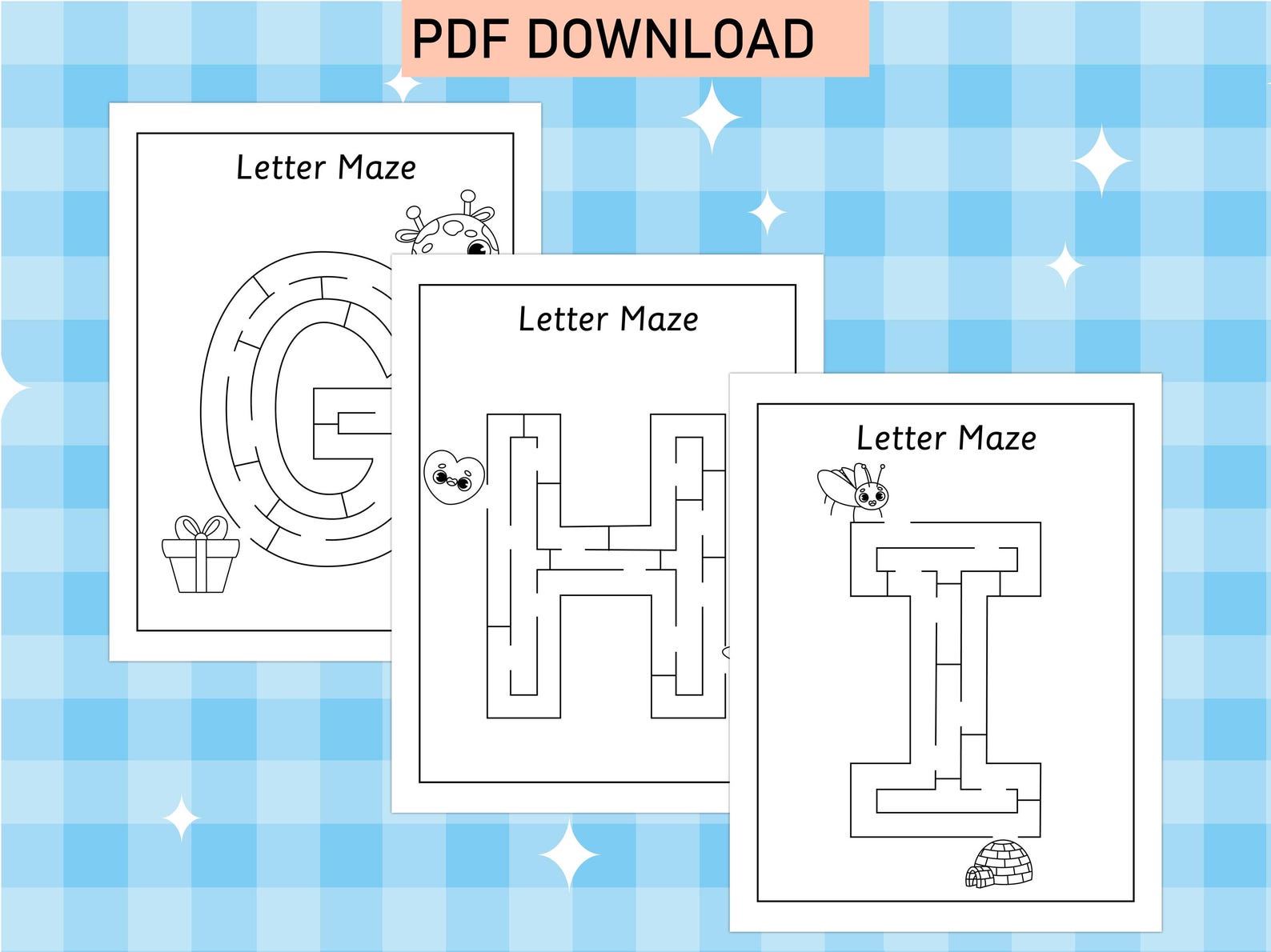 Letter Mazes, Uppercase A-Z, Kids Fun Maze Activity Worksheets ...