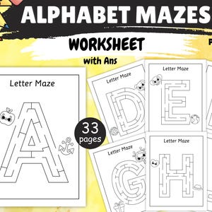 Letter Mazes, Uppercase A-Z, Kids Fun Maze Activity Worksheets ...