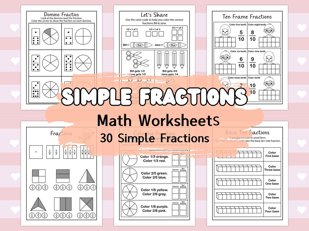Educational Fun: Basic Fractions Practice Workbook for Kids - Printable ...