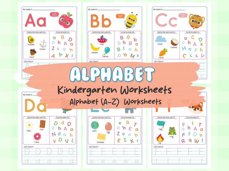 Alphabet Worksheets for Kindergarten, Homeschool Teacher Kids Letters ...