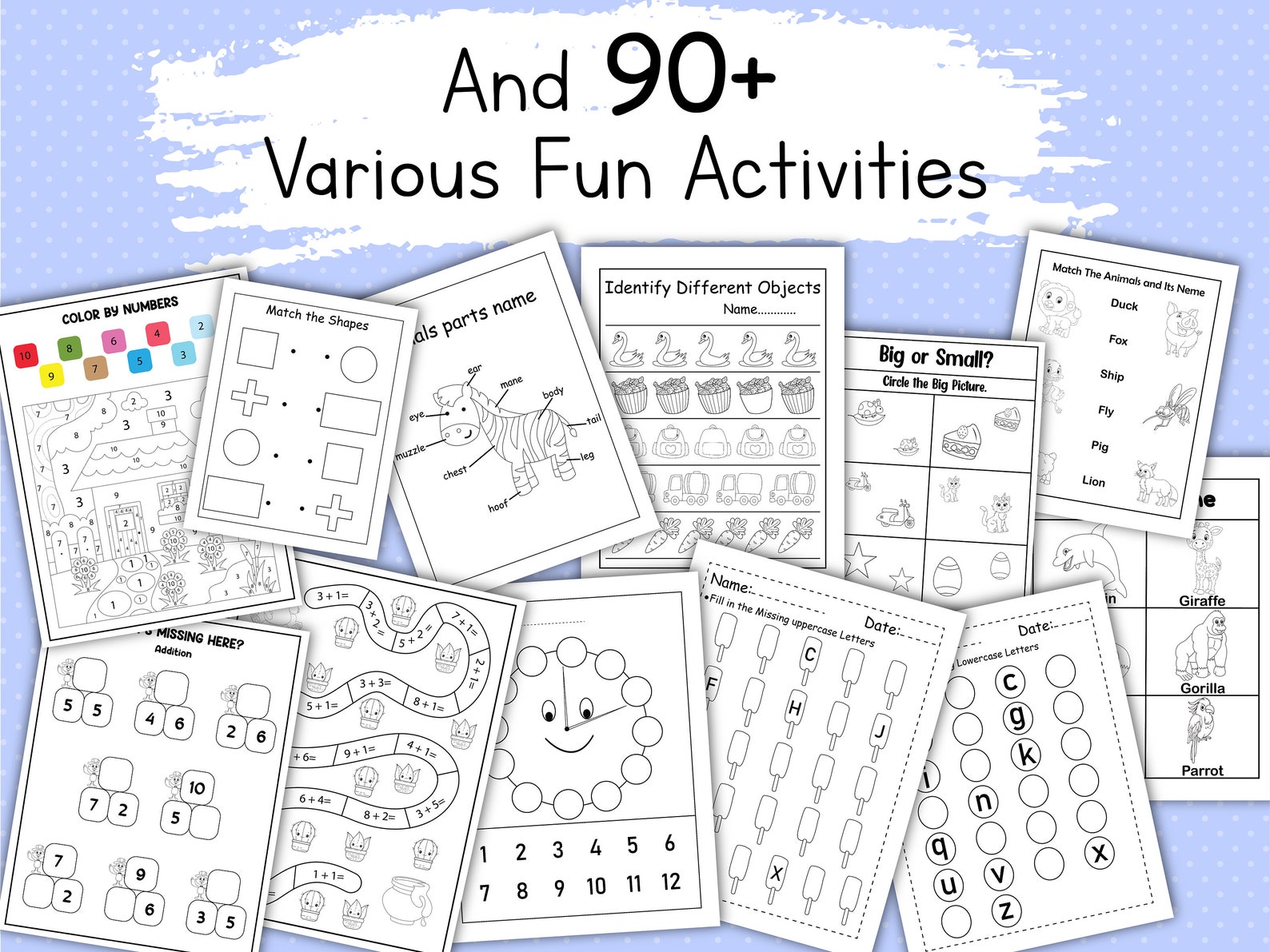 1250 + Preschool Pre-k Kindergarten Learning Bundle, Kids Worksheet ...