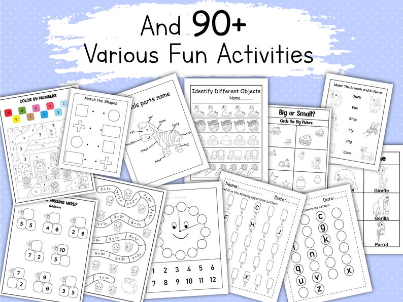 1250 + Preschool Pre-k Kindergarten Learning Bundle, Kids Worksheet ...