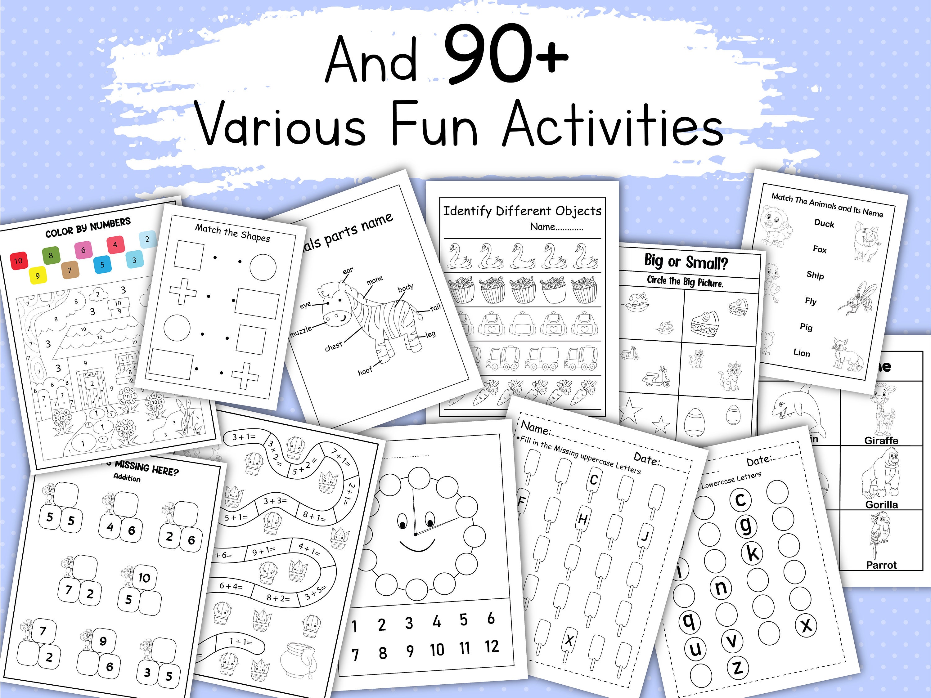 1250 + Preschool Pre-k Kindergarten Learning Bundle, Kids Worksheet ...