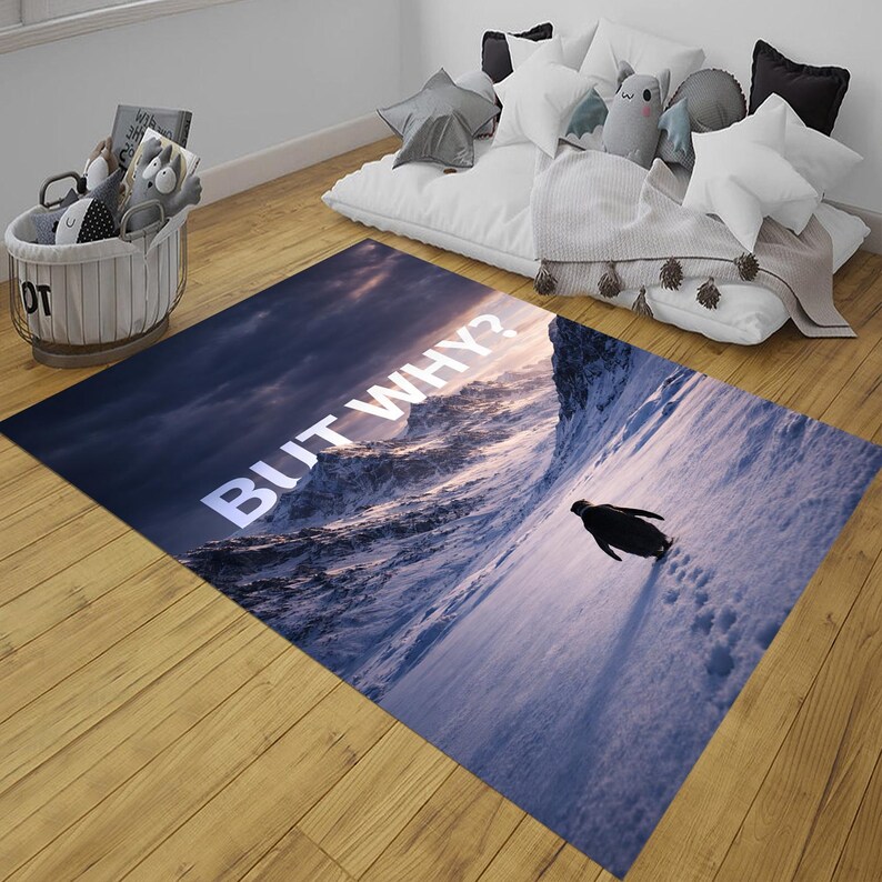 Nihilist Penguin Rug • Motivational Quote Area Rug • Penguin Mountain ...