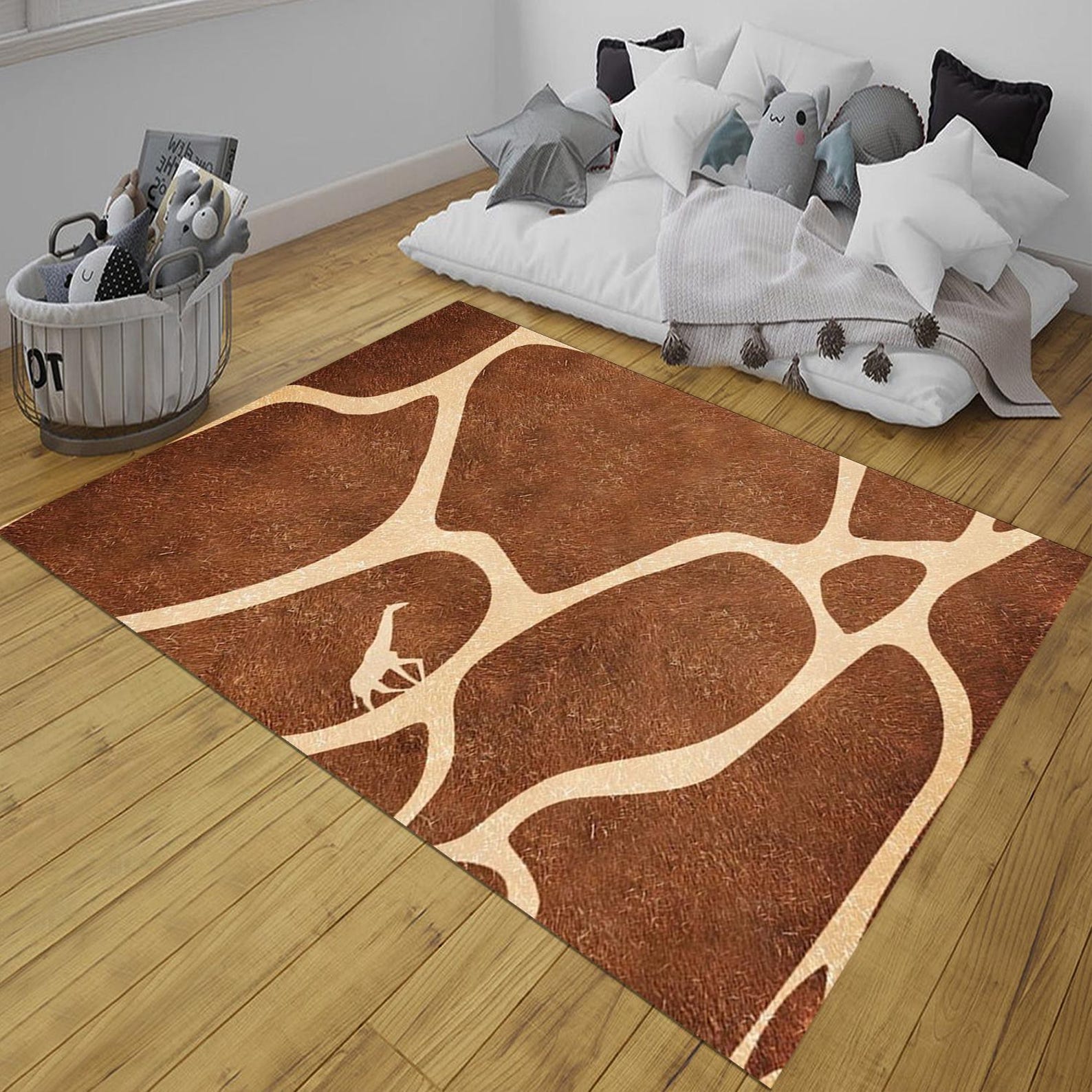 Safari Giraffe Area Rug, Brown Animal Rug, Minimalist Wildlife Accent ...