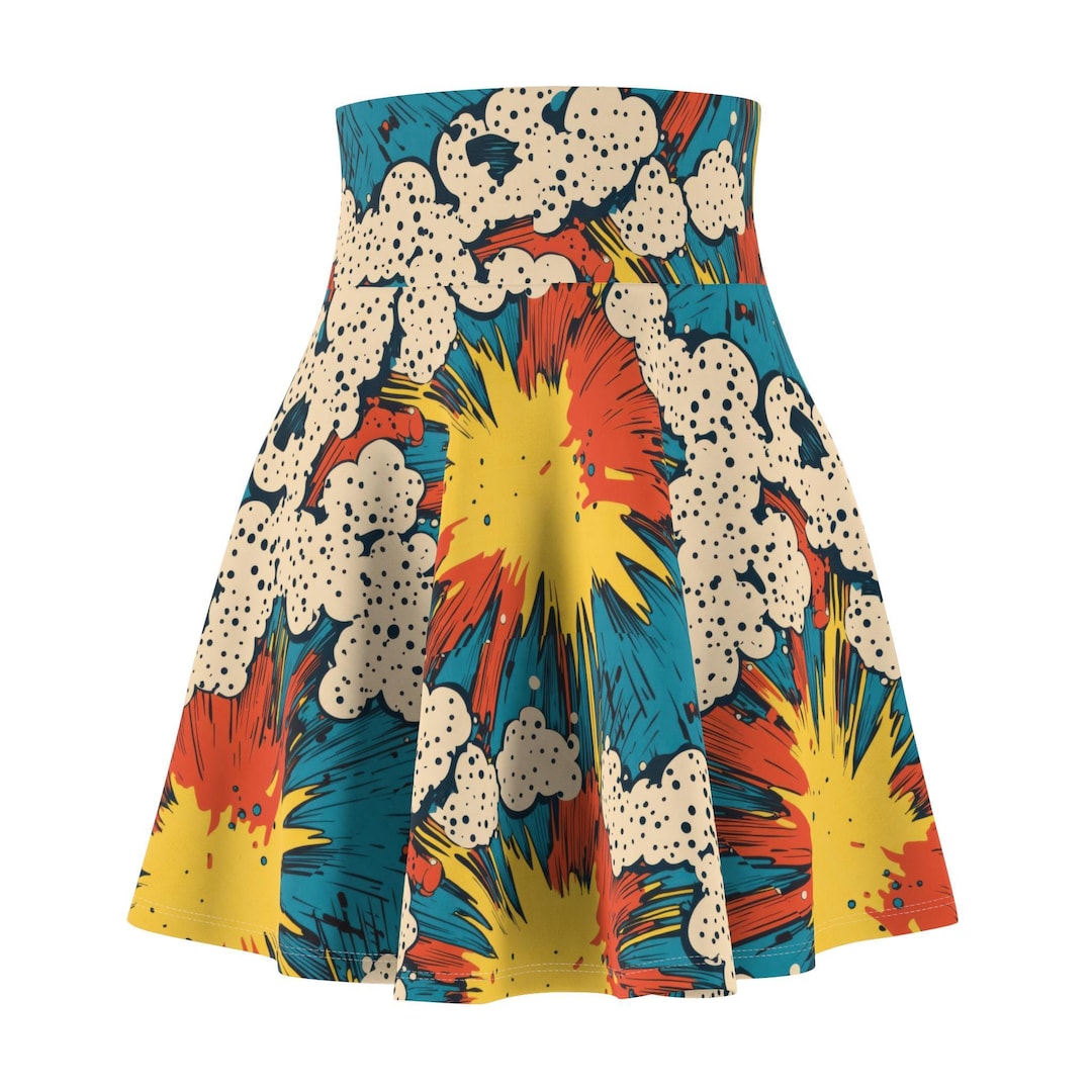 Comic Book Skater Skirt: Bold Explosion Burst Pop Art Print Running - Etsy