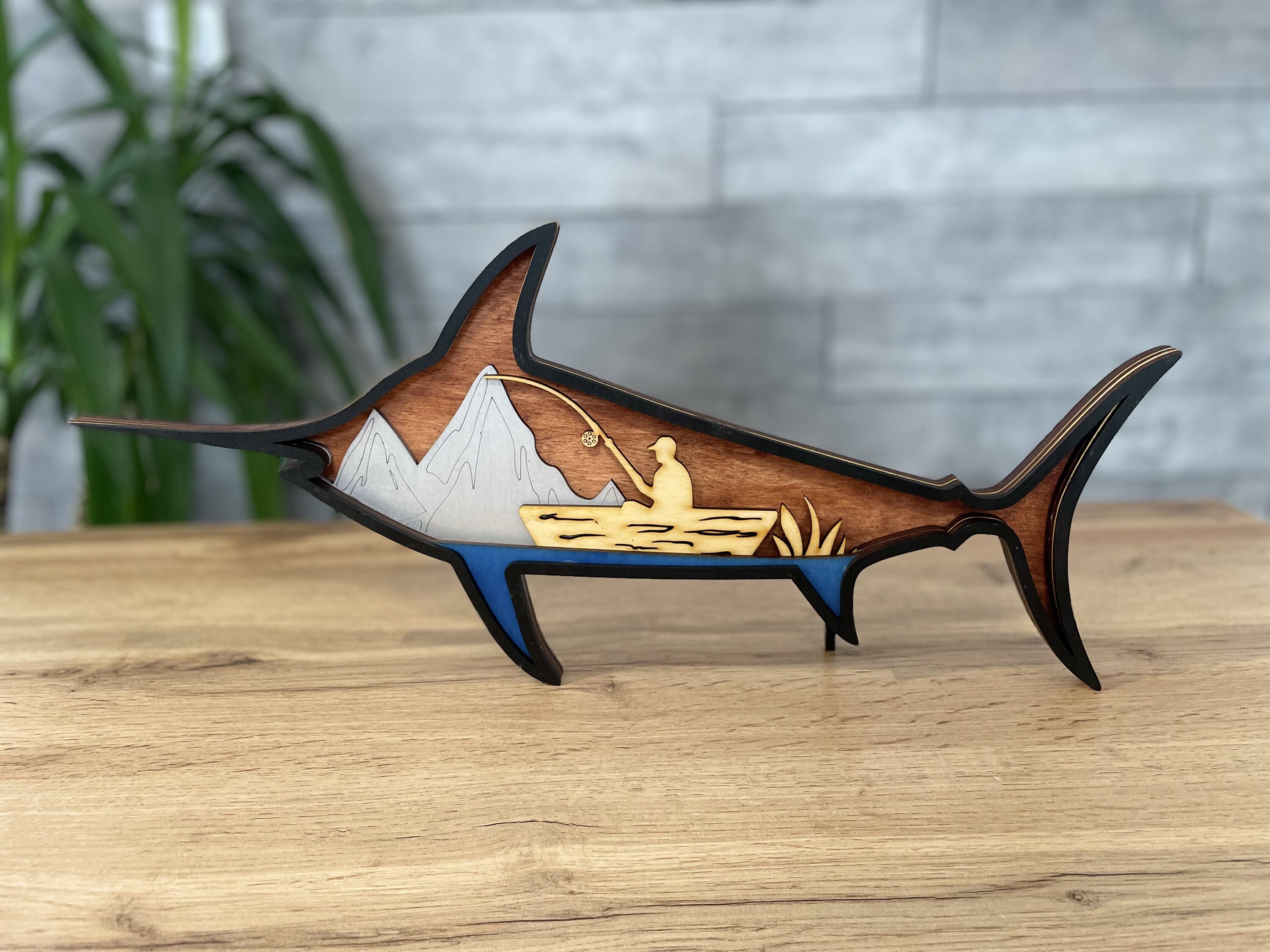 4 Layered Fish Marlin Svg, Dxf Lasercut File, Resizable Vector - Etsy