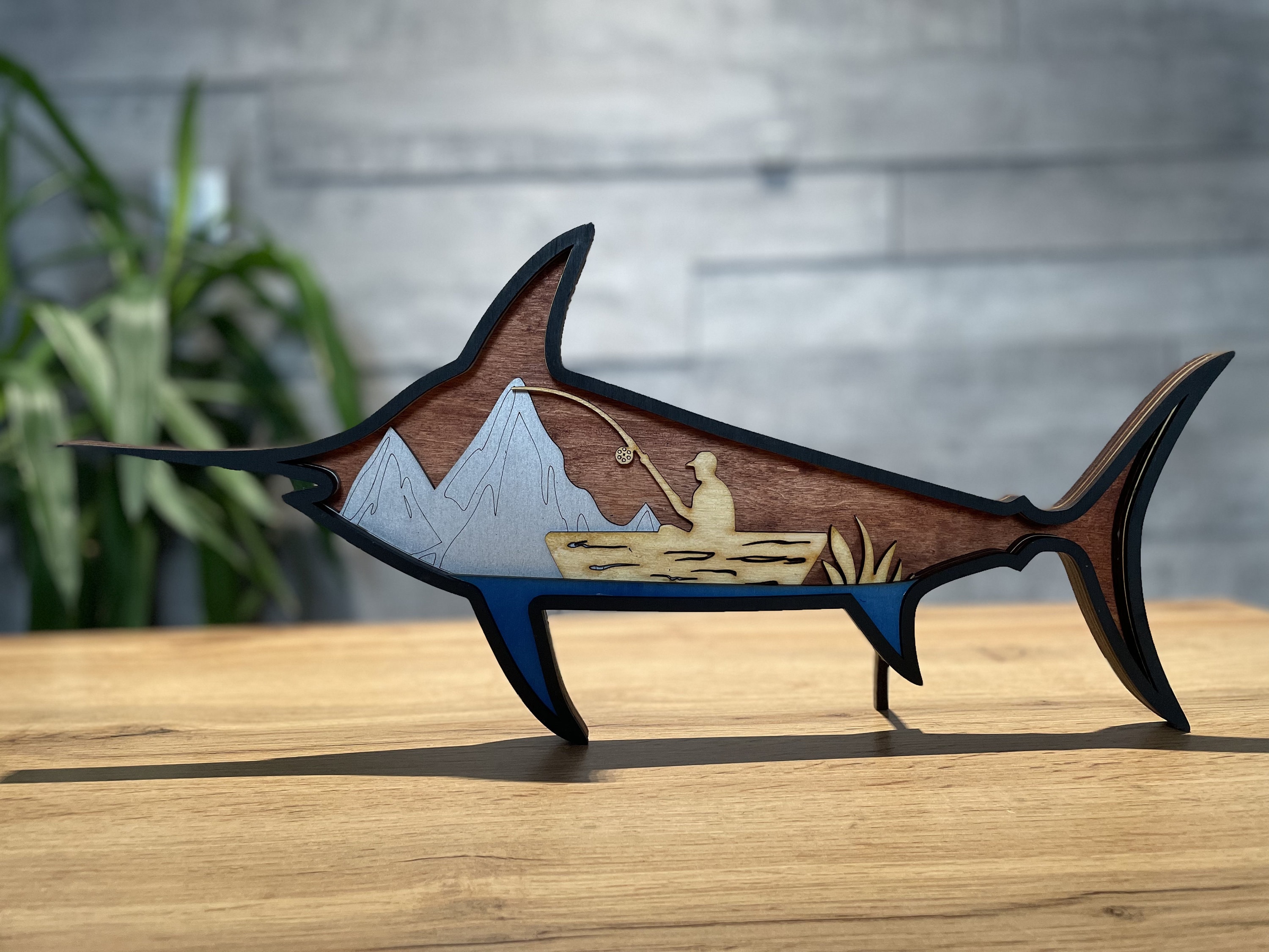 4 Layered Fish Marlin Svg, Dxf Lasercut File, Resizable Vector - Etsy