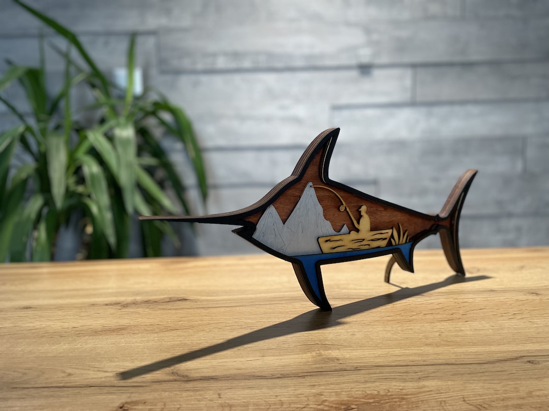 4 Layered Fish Marlin Svg, Dxf Lasercut File, Resizable Vector - Etsy