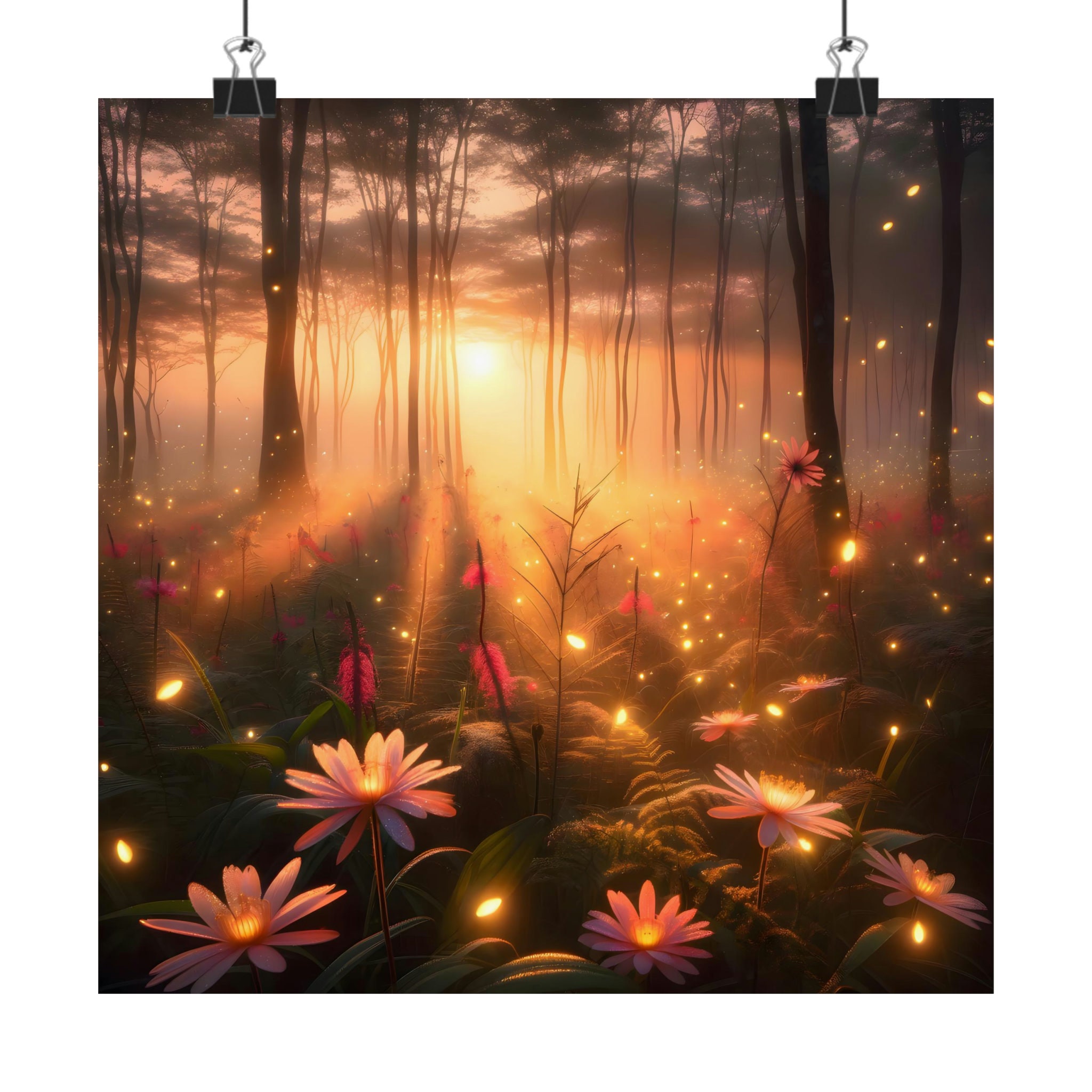 Enchanted Dawn Poster, Enchanted Forest Poster, Forest Poster, Fantasy ...