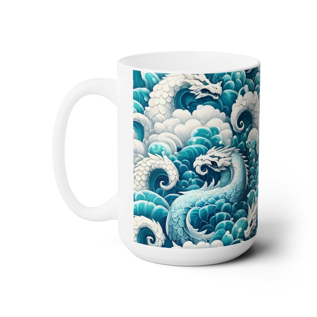 Water Dragons Mug White, Dragon Mug, Water Dragons, Dragon Pattern ...