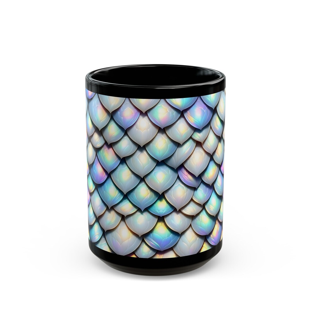 Shimmering Dragon Scales Mug Black, Dragon Scales Mug, Dragon Scale ...