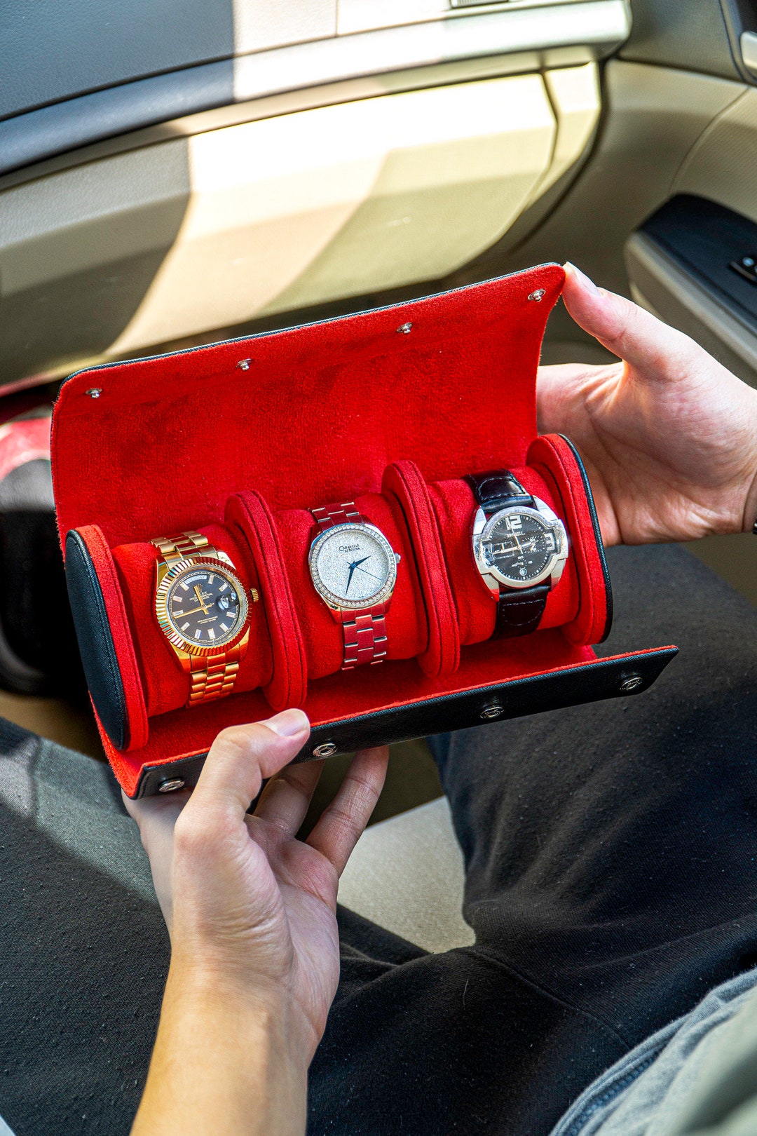 Leather Watch Case, Watch Box Travel Watch Box Luxury Leather Watch ...