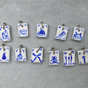 Handmade Clay Charms - Individual Charms Without Chain - Blue and White ...