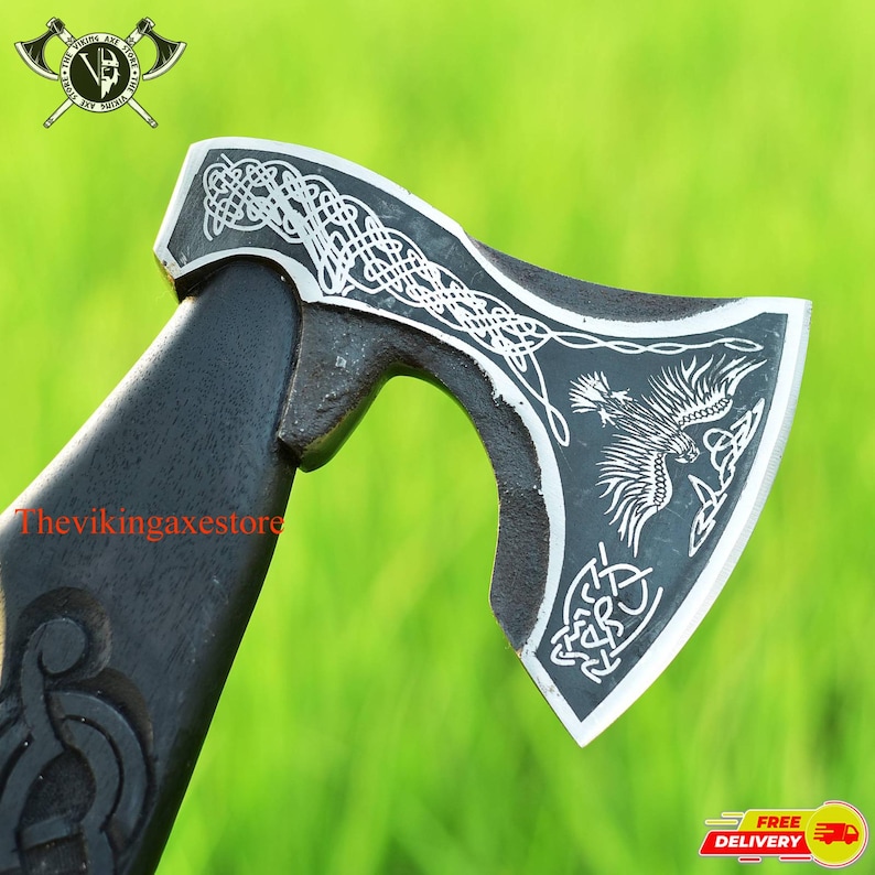 Hand Forged Viking Axe: Carbon Steel Bearded Tomahawk With Sheath - Etsy