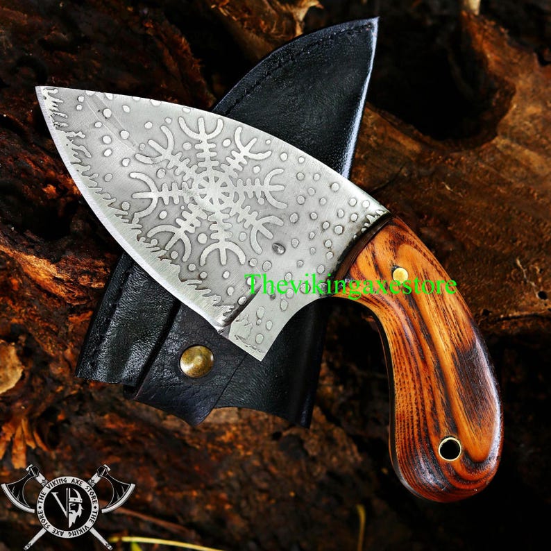 Hand Forged Viking Axe: Carbon Steel Bearded Hatchet, Ash Wood Handle ...
