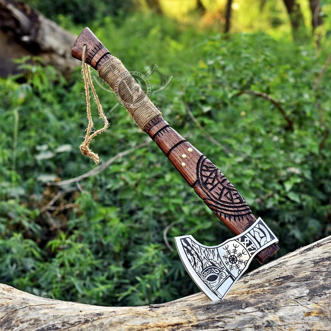 Hand Forged Viking Axe: Bearded Tomahawk With Leather Sheath - Etsy