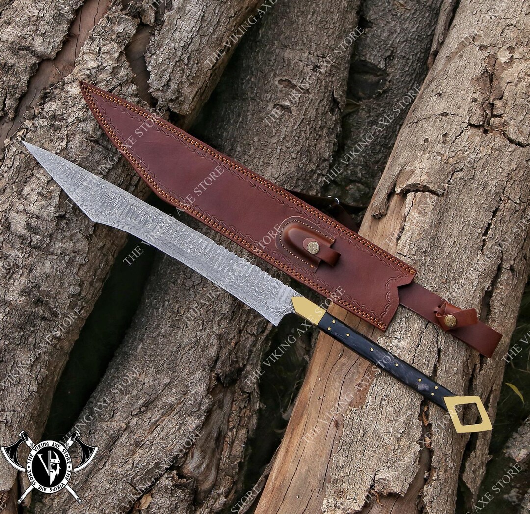 Damascus Steel Handmade Short Sword for Pirate, Medieval Cosplay Viking ...