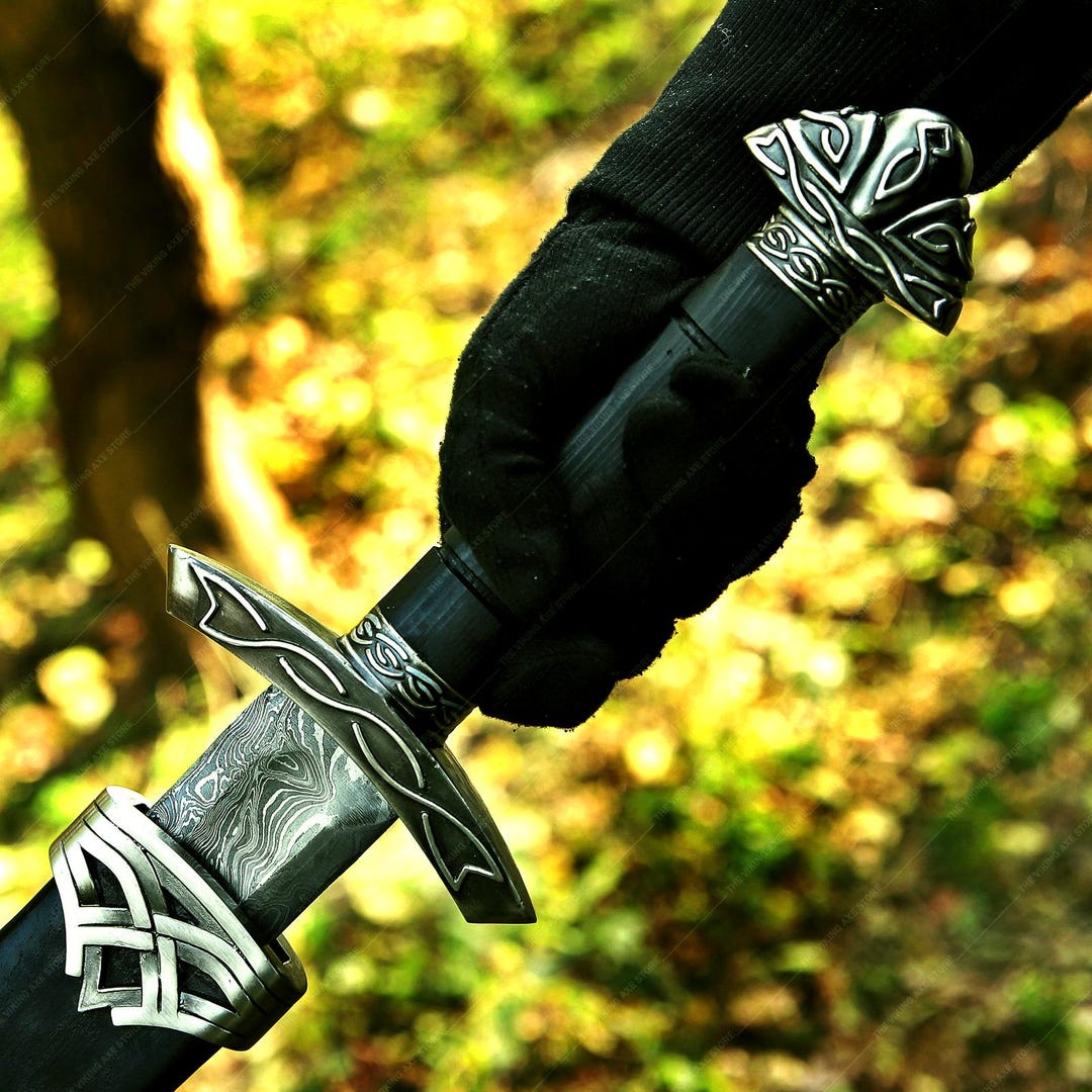 Handmade Wood Scabbard and Damascus Sword, Viking Master Cosplay Long ...