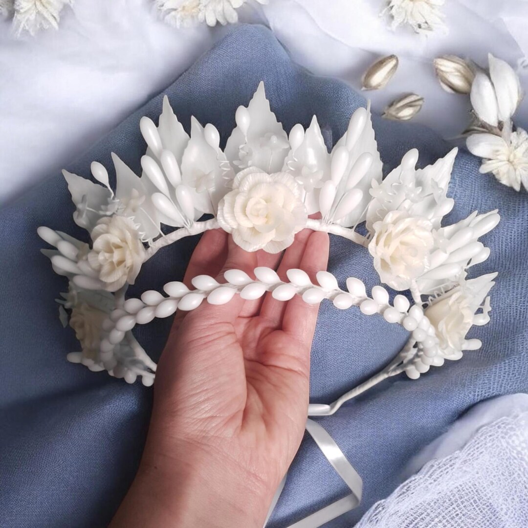 Unique Wedding Wax Crown – Vintage-inspired Flower Hairwreath With ...