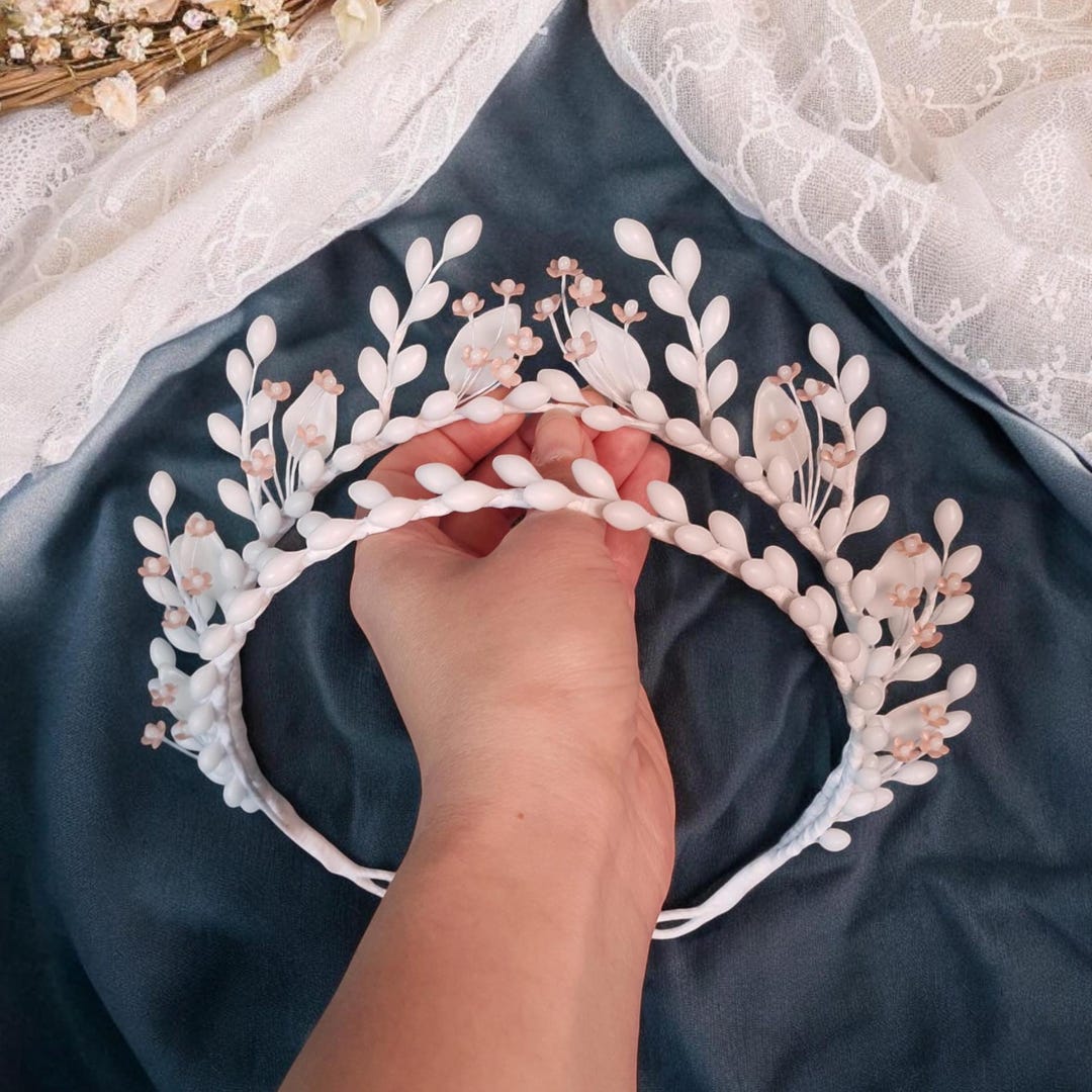 Elegant Wax Crown for Wedding: Delicate Floral Headpiece With Twigs - Etsy