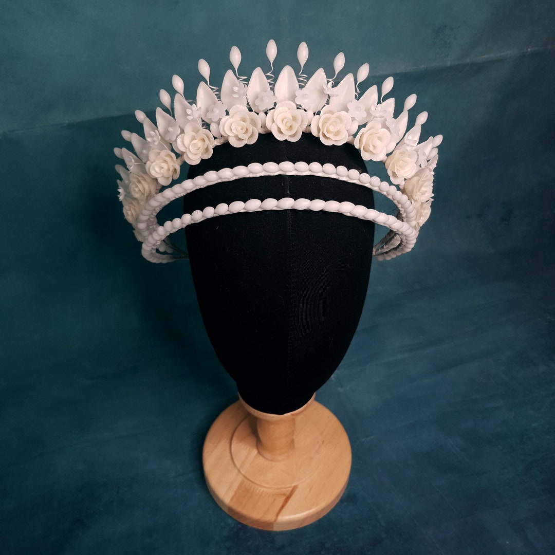 Vintage Wax Flower Crown White Bridal Hair Wreath for Wedding, Chic Wax ...
