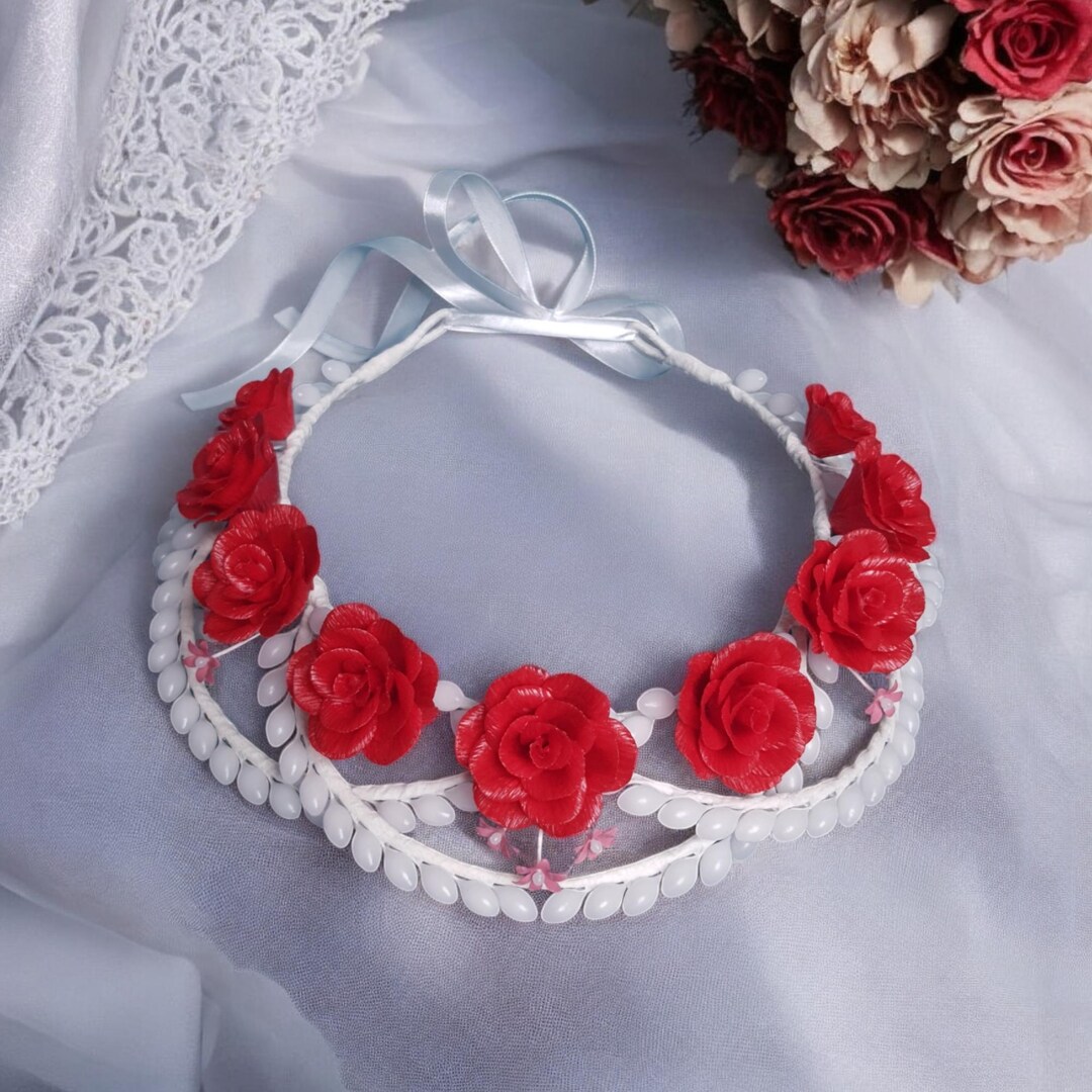 Red Wax Rose Bridal Crown: Vintage Wedding Flower Tiara - Etsy