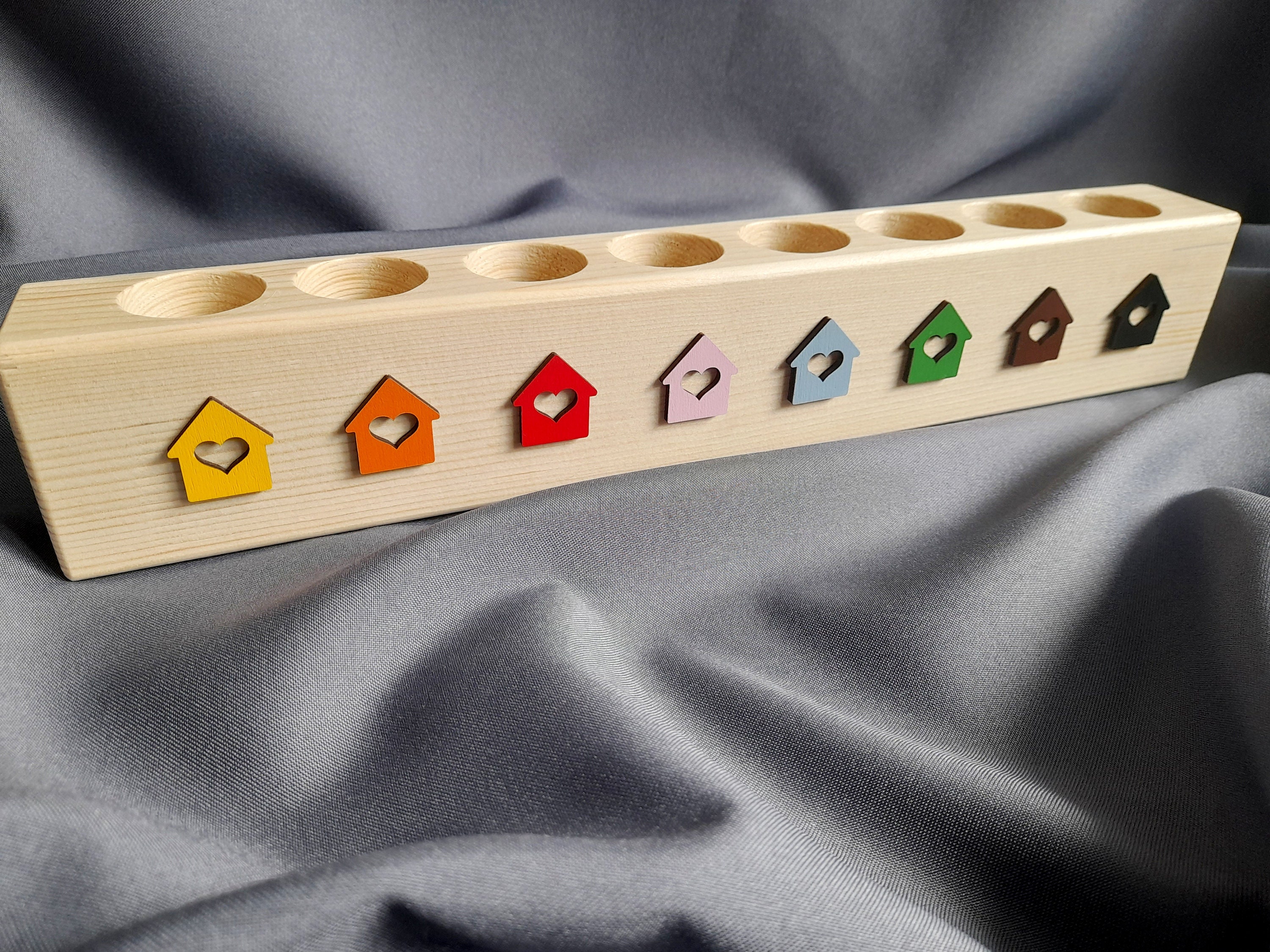 Wooden Crayon Sorter for Kids, Desk Organizer for Children, Montessori ...
