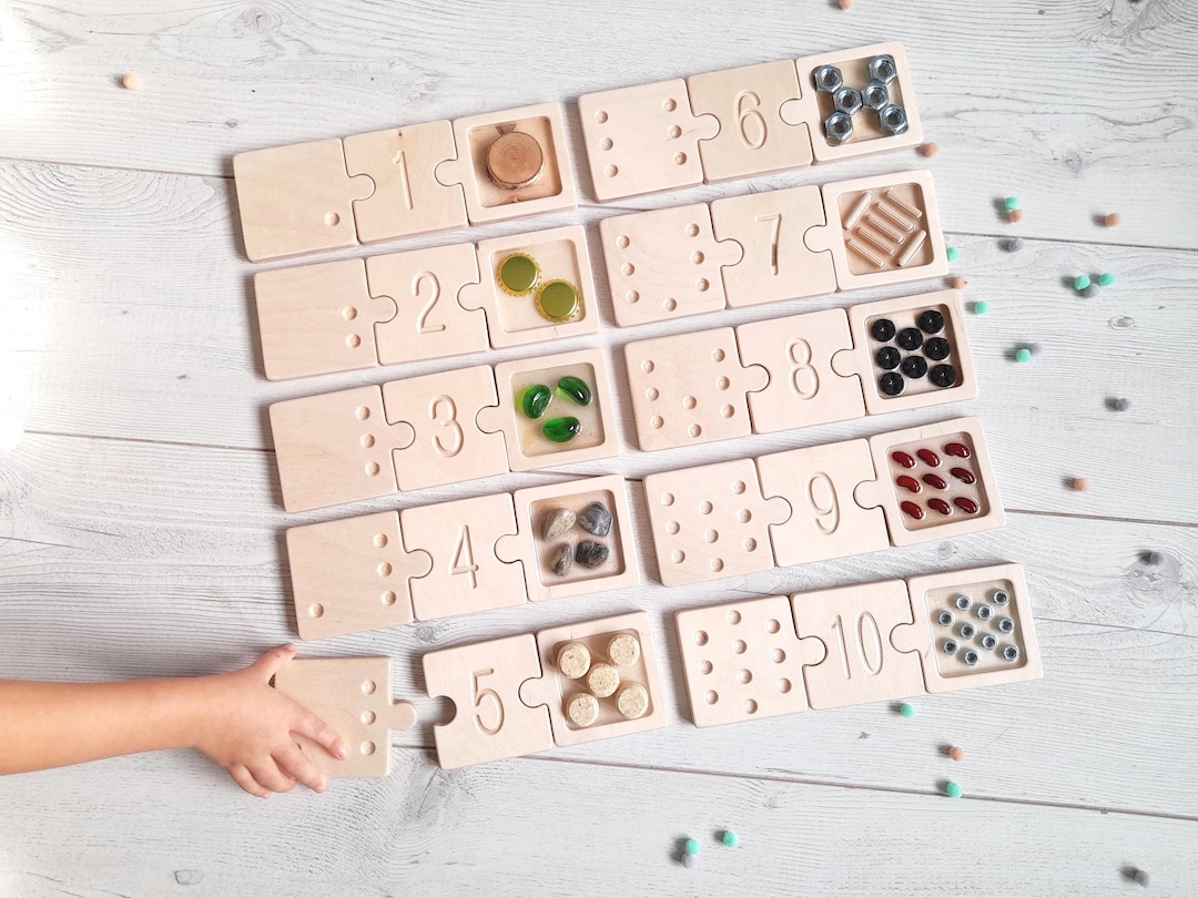 Wooden Math Puzzle 1-10 for Children, Sensory Educational Toy for ...