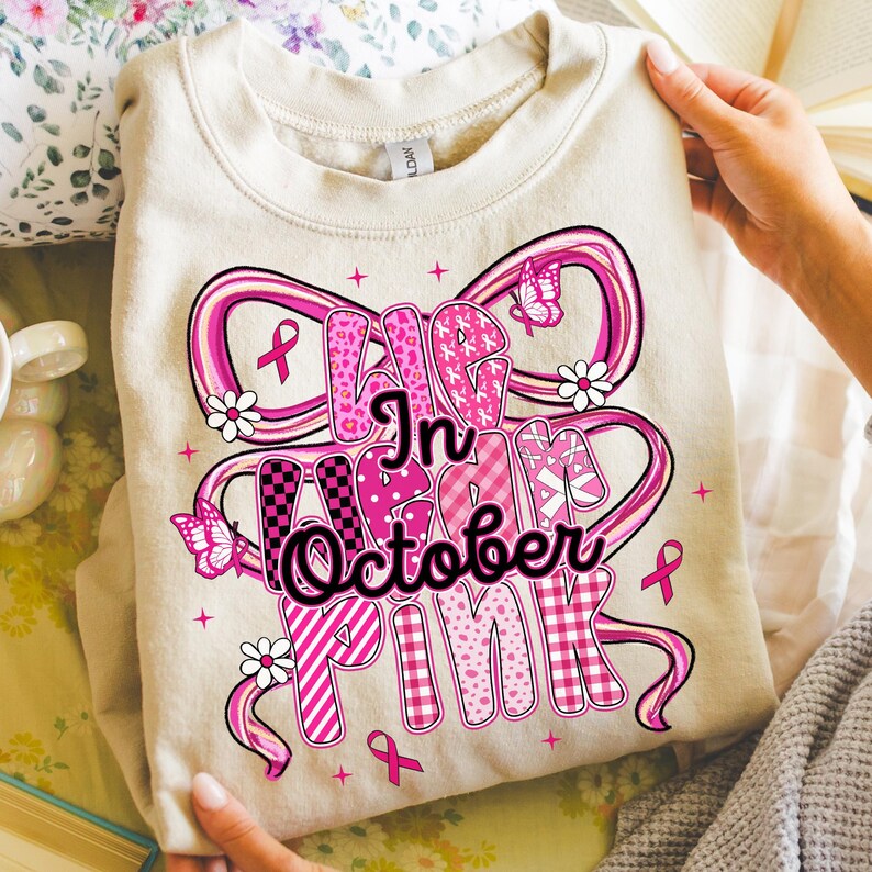 Pink Ribbon Breast Cancer Awareness PNG: Preppy October Design (digital ...