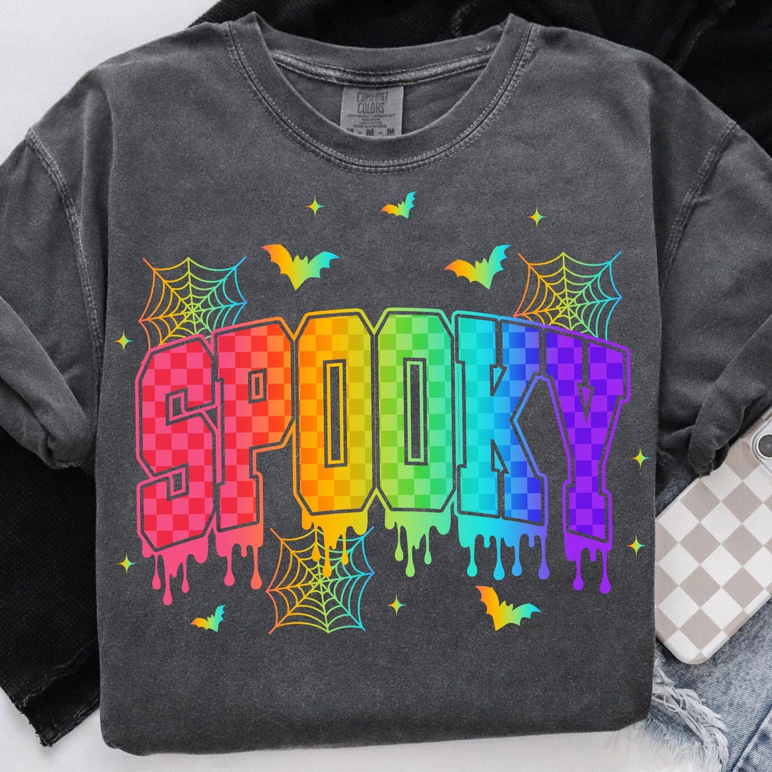 Neon Checkered Halloween Drip PNG, Cute Boo Ghost Floral Coquette Png ...