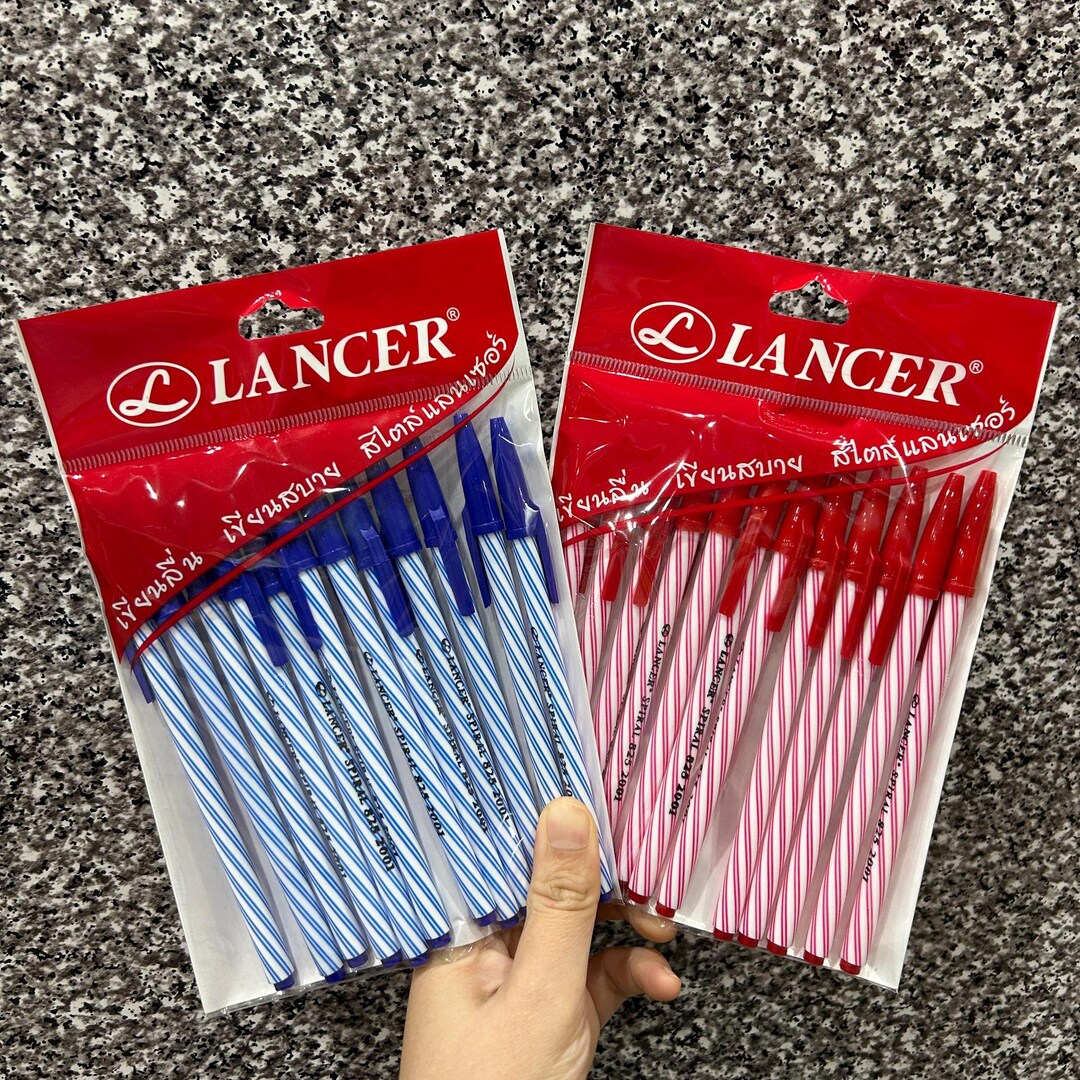 LANCER Ballpoint Pens – Set of 12 – Smooth Ink – Blue & Red – Office School Stationery From ...