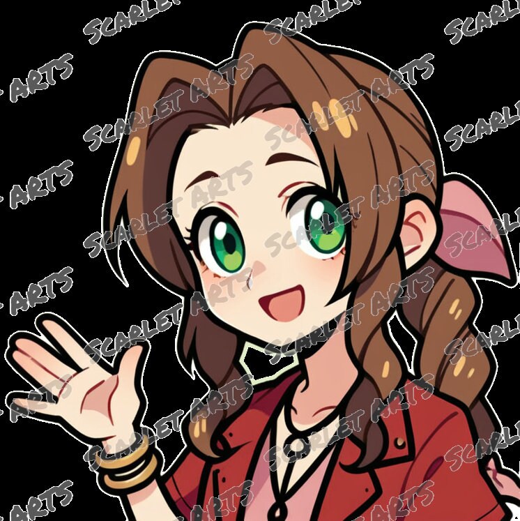 Aerith Final Fantasy VII FF7 Emotes / Stickers Anime Chibi Style Twitch ...