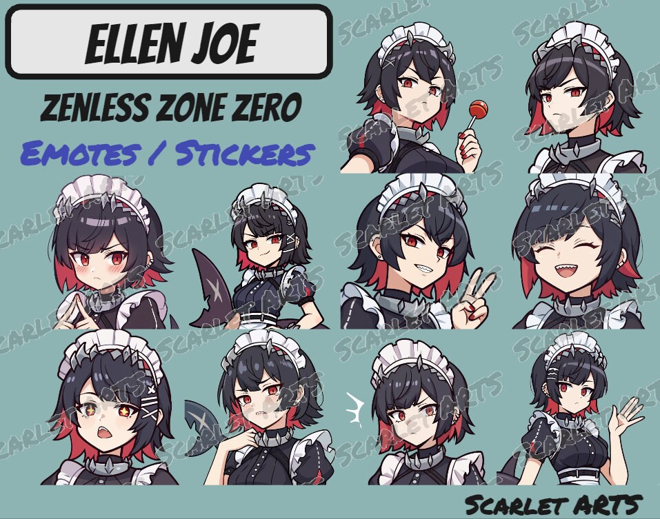 Emotes / Stickers Ellen Joe Zenless Zone Zero Style Anime Chibi Emotes ...