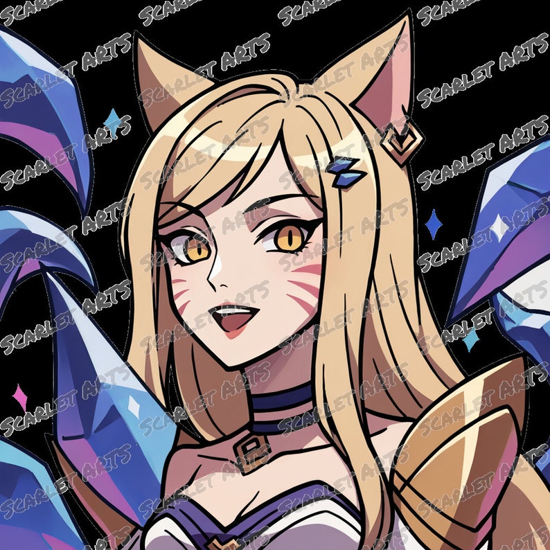 Ahri KDA League of Legends Emotes / Stickers Anime Chibi Style Twitch ...