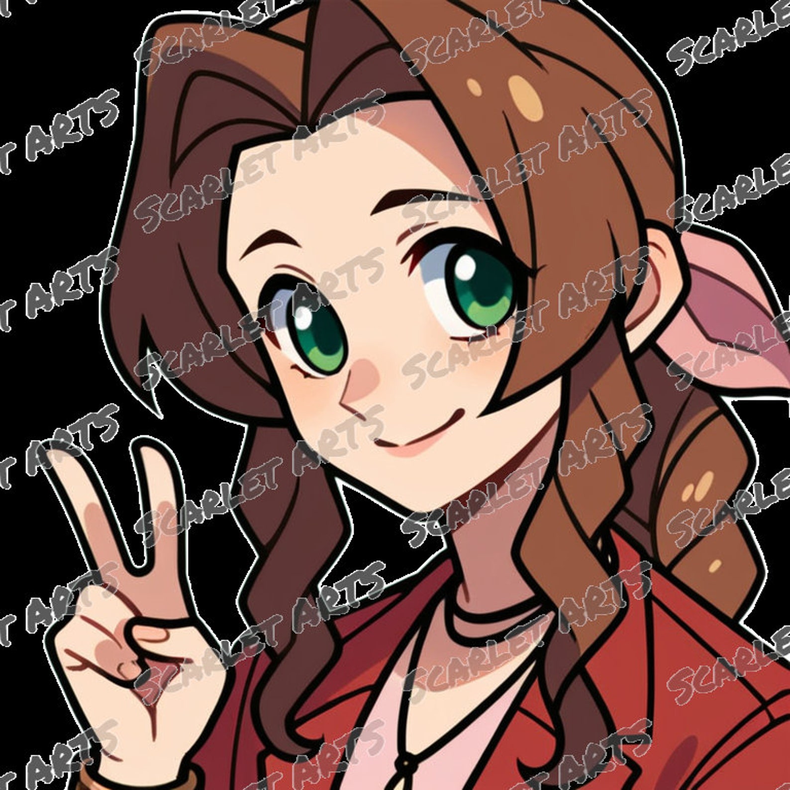 Aerith Final Fantasy VII FF7 Emotes / Stickers Anime Chibi Style Twitch ...