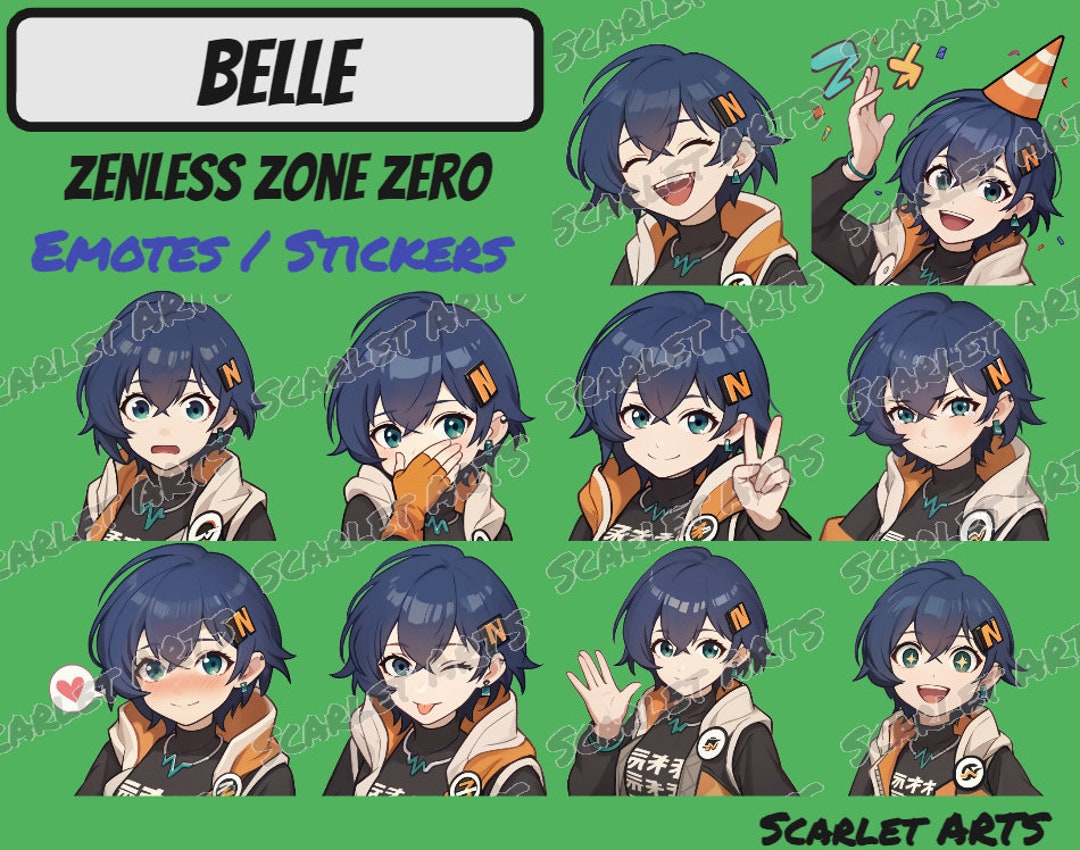 Belle Zenless Zone Zero Emotes / Stickers Anime Chibi Style Twitch ...