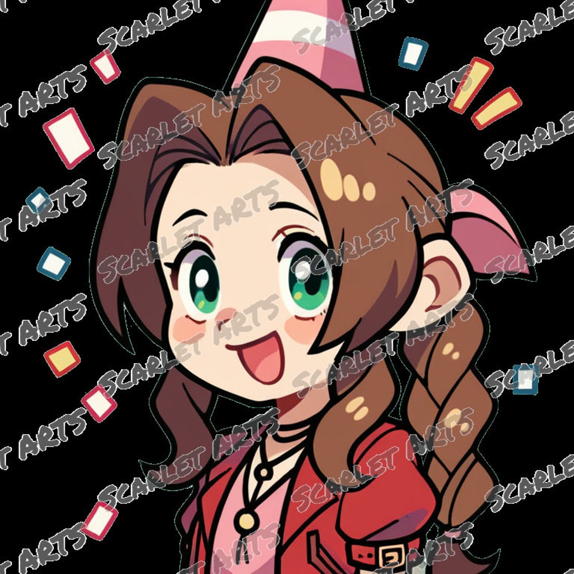 Aerith Final Fantasy VII FF7 Emotes / Stickers Anime Chibi Style Twitch ...