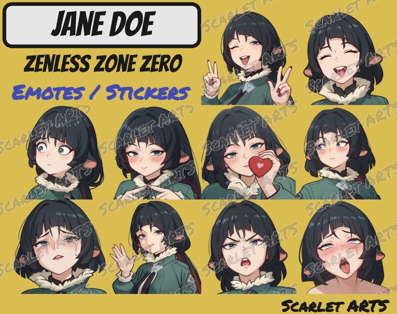 Jane Doe Zenless Zone Zero Emotes / Sticker Anime Chibi style Twitch ...